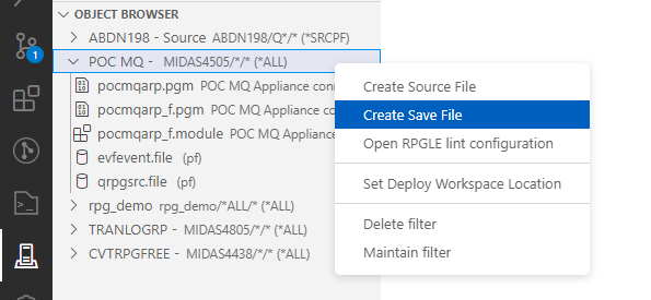 Tools to create a save file · Issue #709 · codefori/vscode-ibmi · GitHub