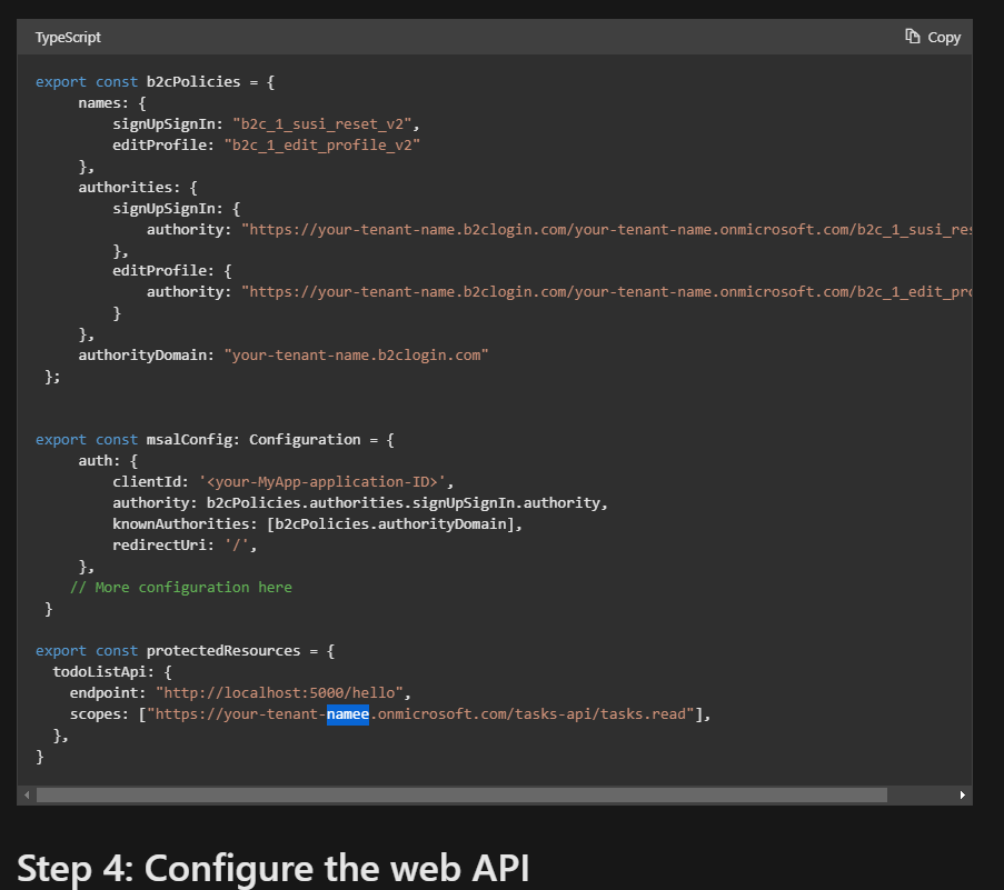 Typo in example code at the end of Step 3 · Issue #99067 · MicrosoftDocs/azure-docs · GitHub