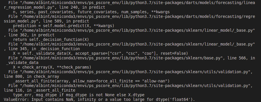 [BUG] Multiple timeseries training failing for linear regression due to float overflow · Issue ...