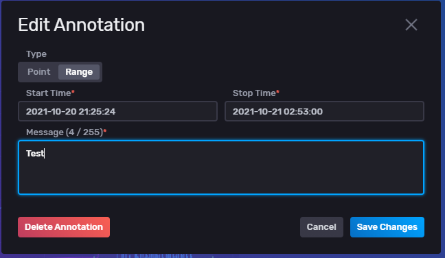 Annotations disappear if range doesn't fully encompass existing data or straddles a date change ...