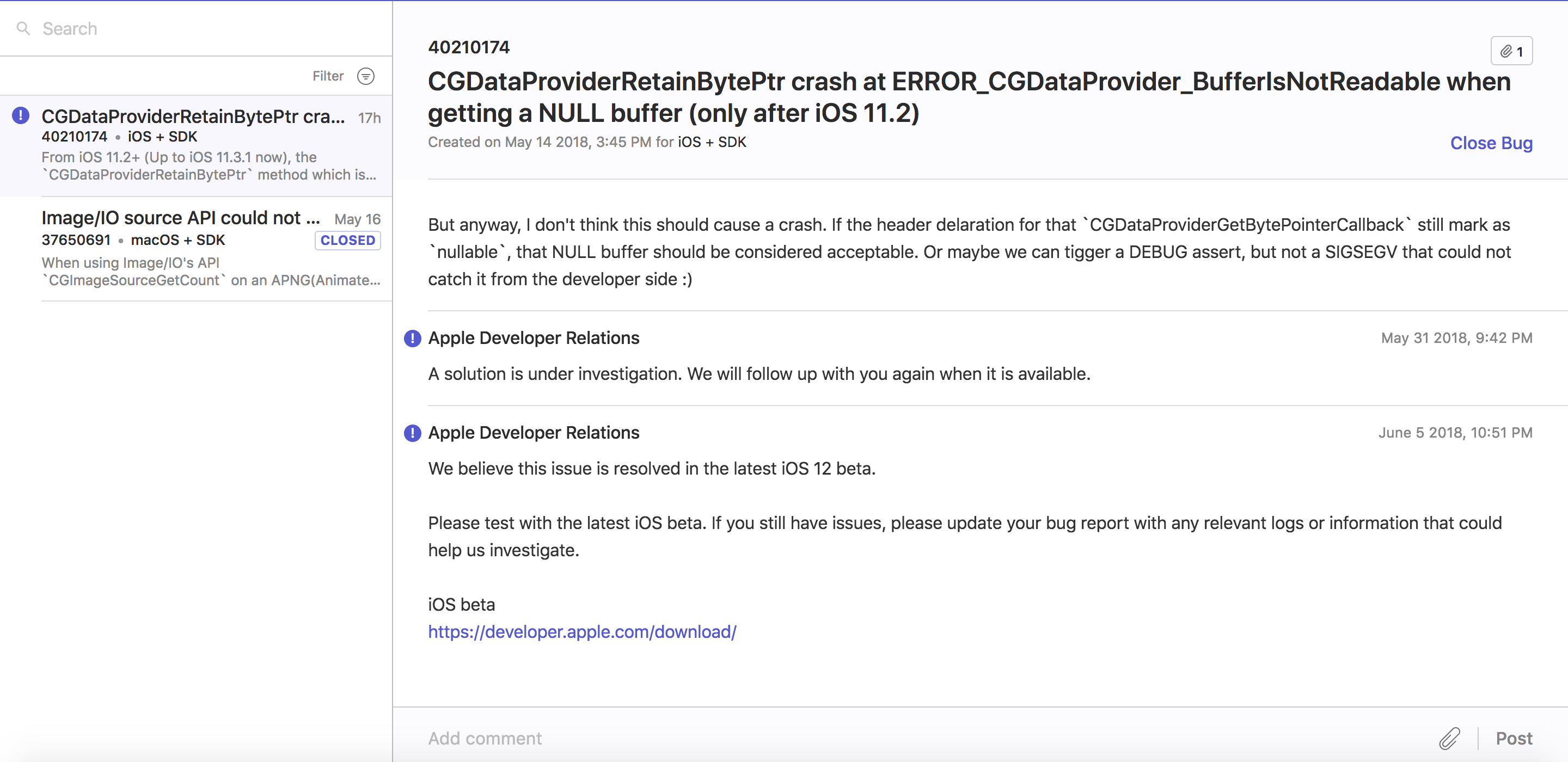 ERROR_CGDataProvider_BufferIsNotReadable Crash · Issue #2226 · SDWebImage/SDWebImage · GitHub