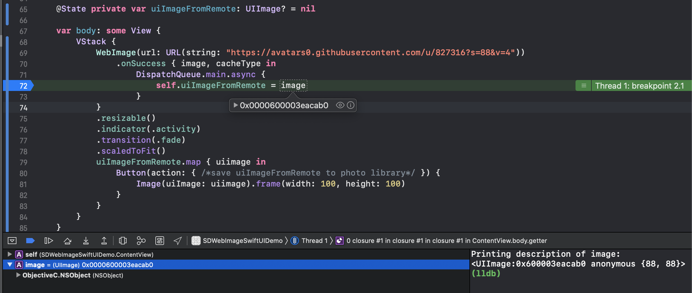 onSuccess is not executed if already cached · Issue #76 · SDWebImage/SDWebImageSwiftUI · GitHub