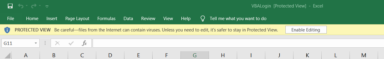Couldn't click on "Enable Editing" button after launching MS Excel ...