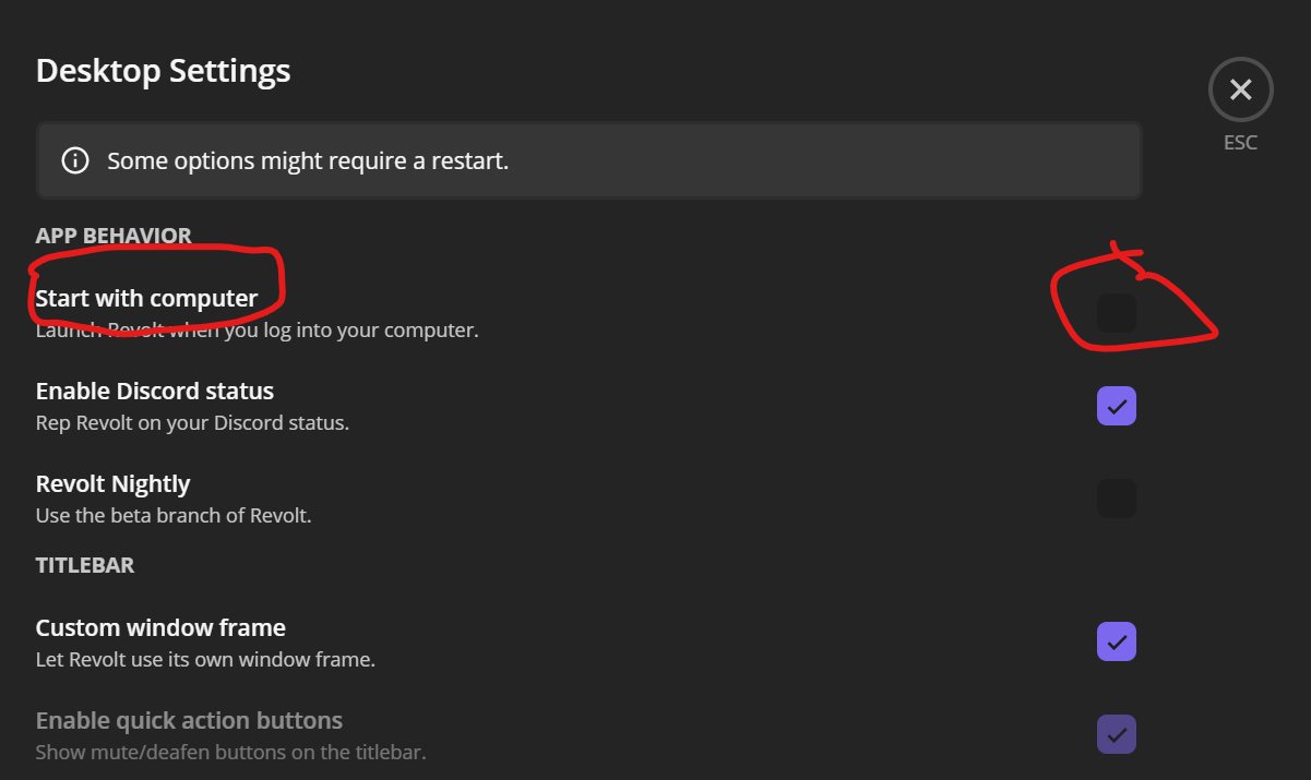 [WINDOWS 11]: Revolt Desktop starts up on start, when the setting are ...