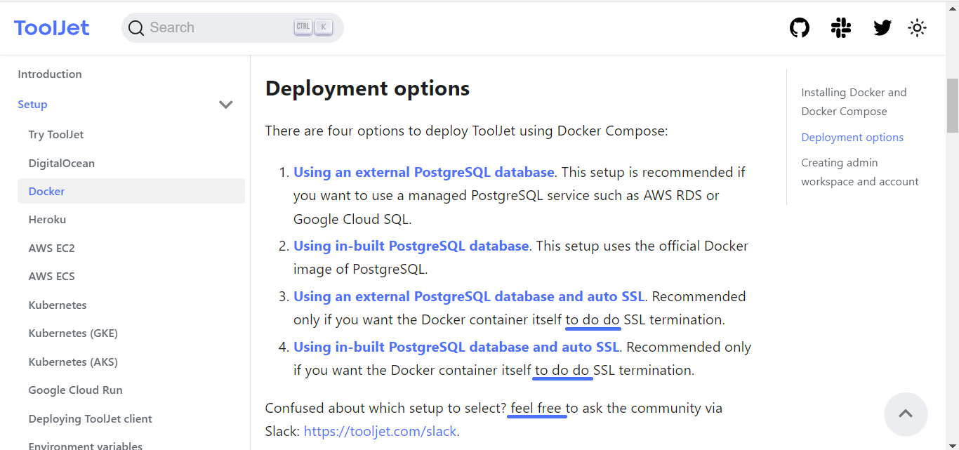 [docs]: Errors in Docker Setup Doc · Issue #4488 · ToolJet/ToolJet · GitHub