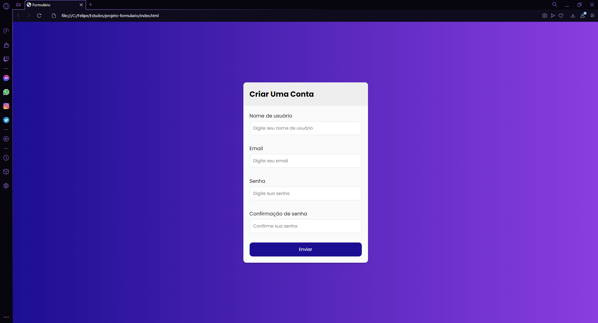 GitHub - Felipe1208/projeto-formulario: Formulário com validação.