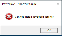 Error - Cannot install Keyboard listener · Issue #5611 · microsoft ...