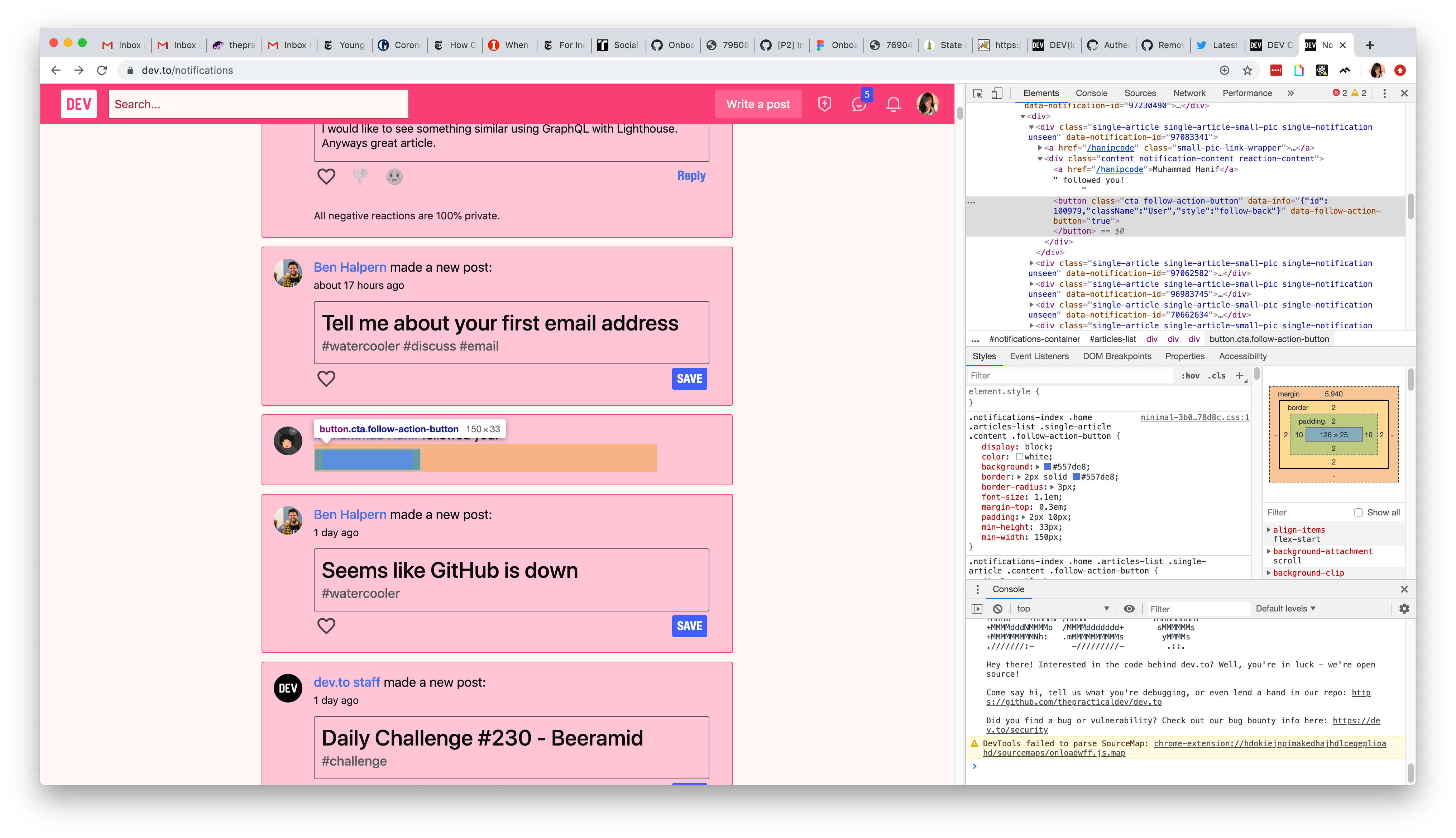 "Follow back" button has no text in notification at times · Issue #6377 · forem/forem · GitHub