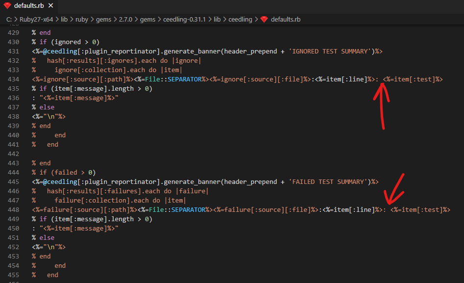 Incorrect failed test syntax for eclipse console's click-to-navigate-to ...