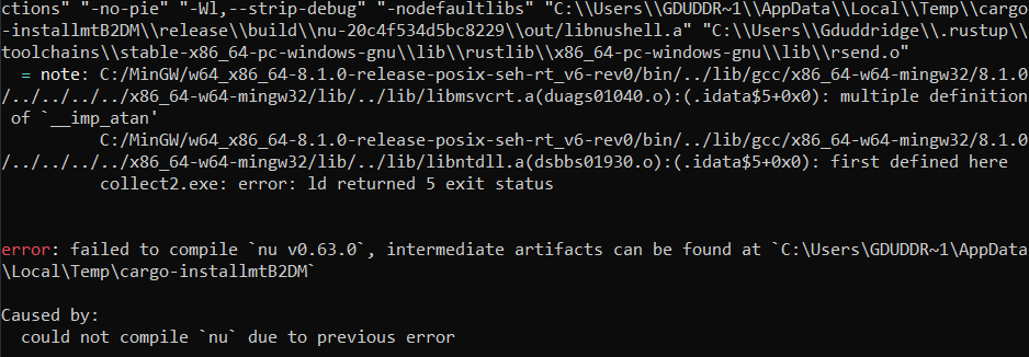 Build failed due to multiple definitions · Issue #5694 · nushell/nushell · GitHub