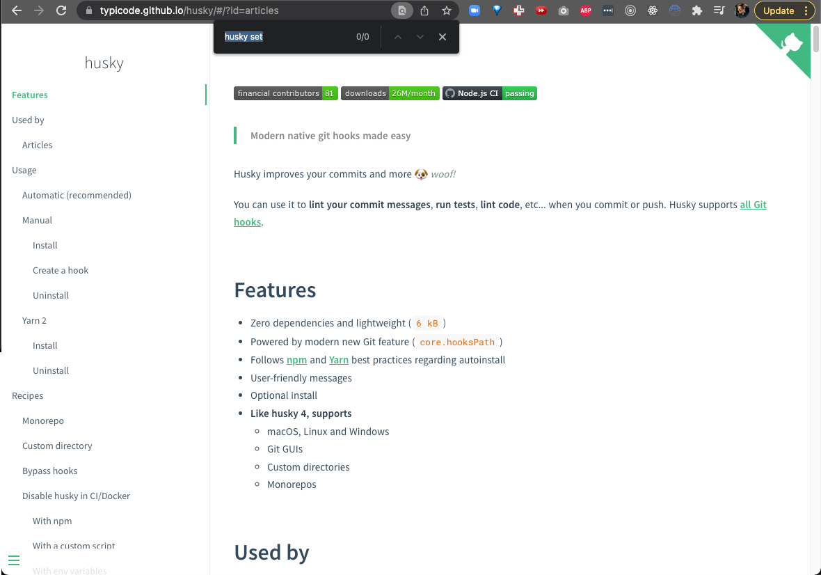 Please mention set command in docs! · Issue #1085 · typicode/husky · GitHub