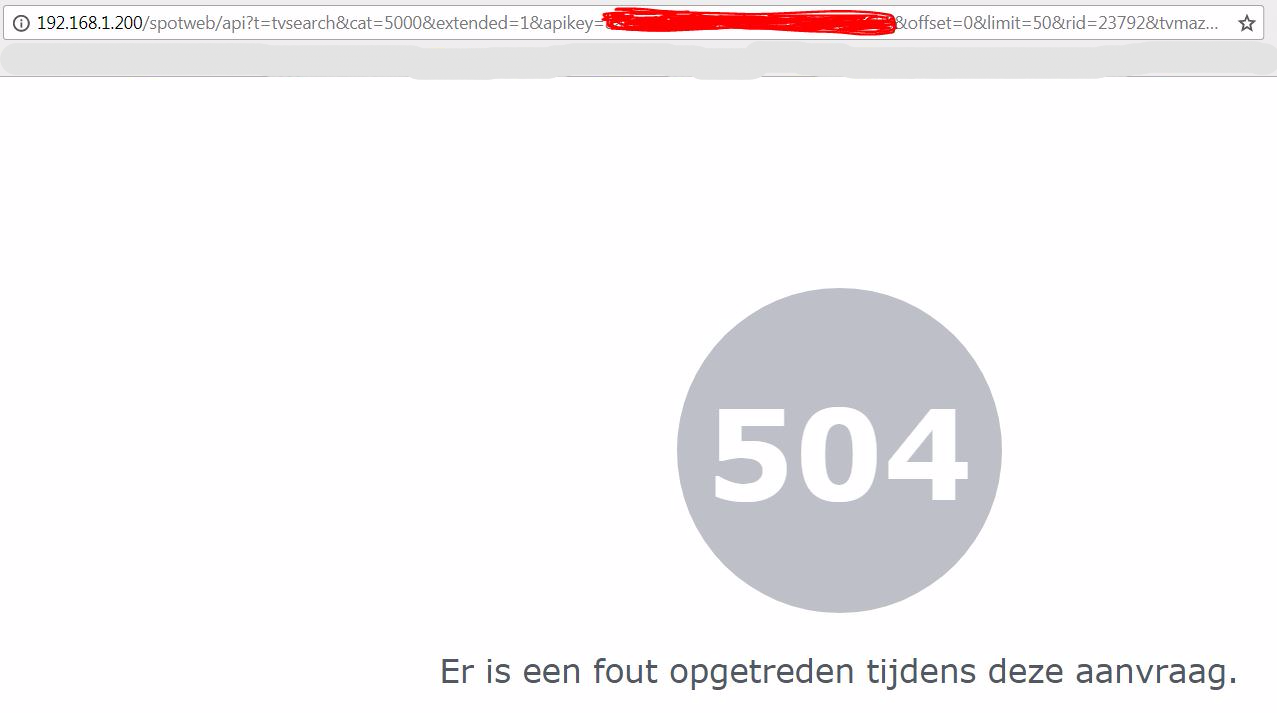 Spotweb 504 error when using the API as indexer · Issue #346 · spotweb/spotweb · GitHub