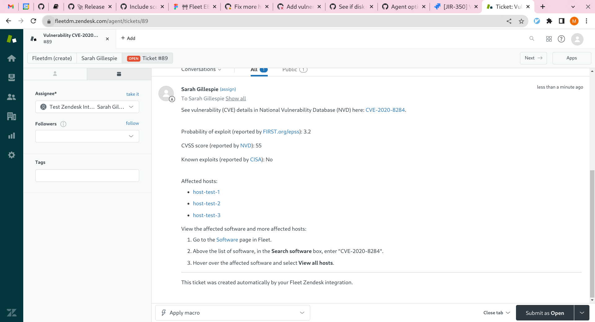 Include Scores In Jira And Zendesk Tickets For Vulnerability 3409