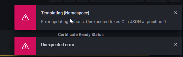 Grafana 9.0.0: Error updating options: Unexpected token G in JSON at position 0 · Issue #50841 ...