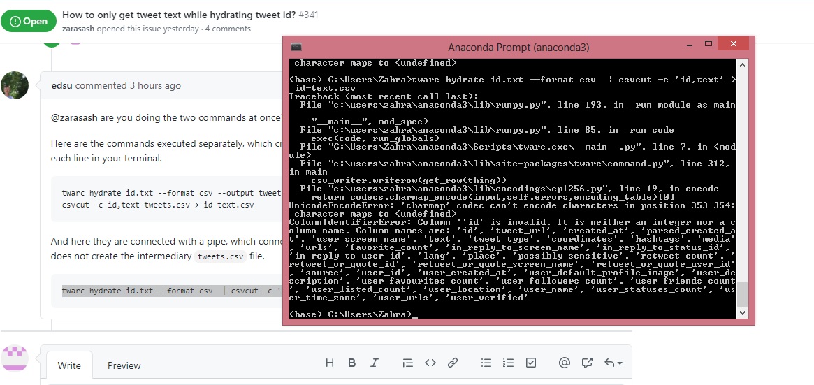 How to only get tweet text while hydrating tweet id? · Issue #341 · DocNow/twarc · GitHub
