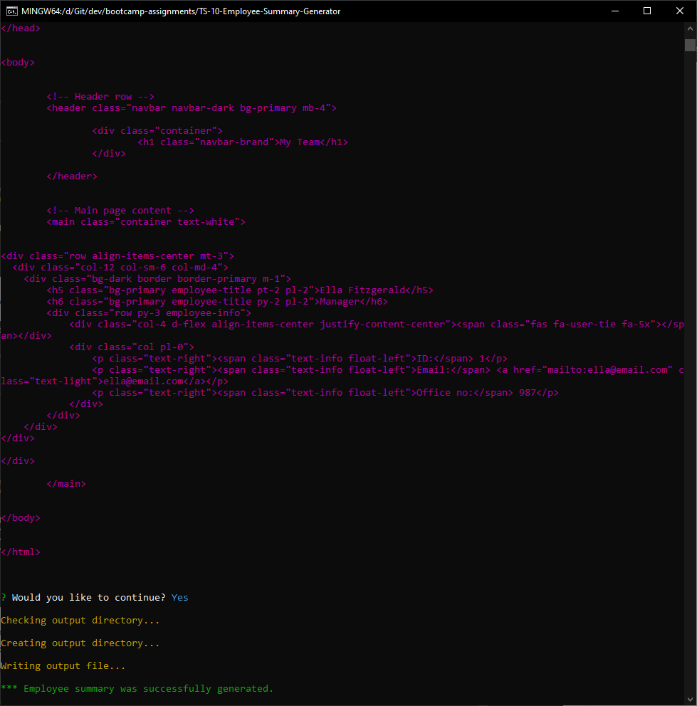 GitHub - amightyrose/TS-10-Employee-Summary-Generator: A command line ...