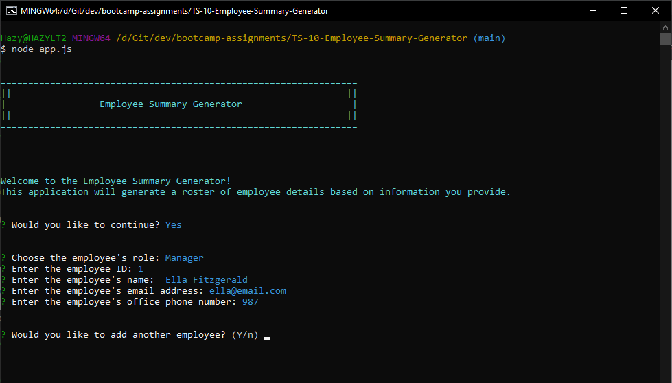 GitHub - amightyrose/TS-10-Employee-Summary-Generator: A command line ...