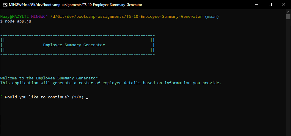 GitHub - amightyrose/TS-10-Employee-Summary-Generator: A command line application for generating ...