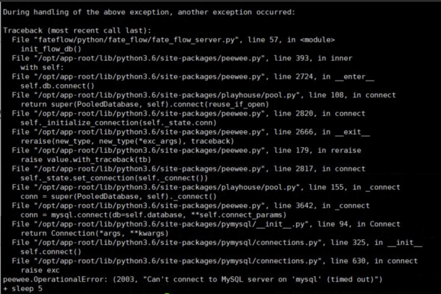 docker compose方式部署时会偶发python容器反复重启的问题 · Issue #4679 · FederatedAI/FATE · GitHub