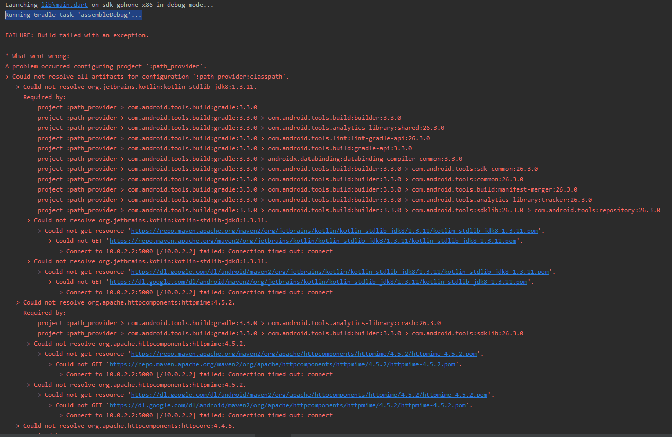 when ı add this package it stays Running Gradle task 'assembleDebug'... · Issue #611 · Baseflow ...