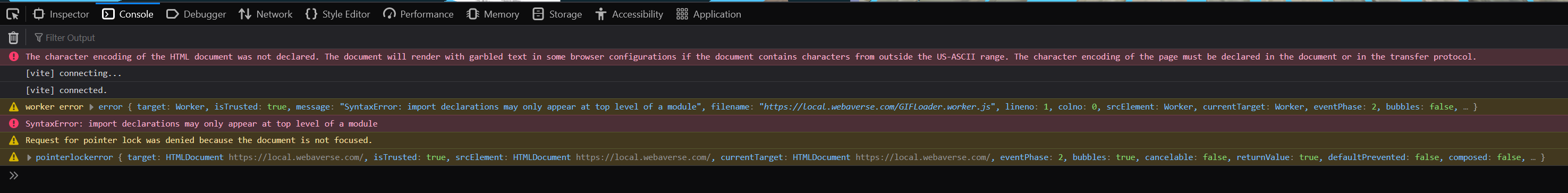 App: firefox is not loading · Issue #1574 · webaverse/app · GitHub