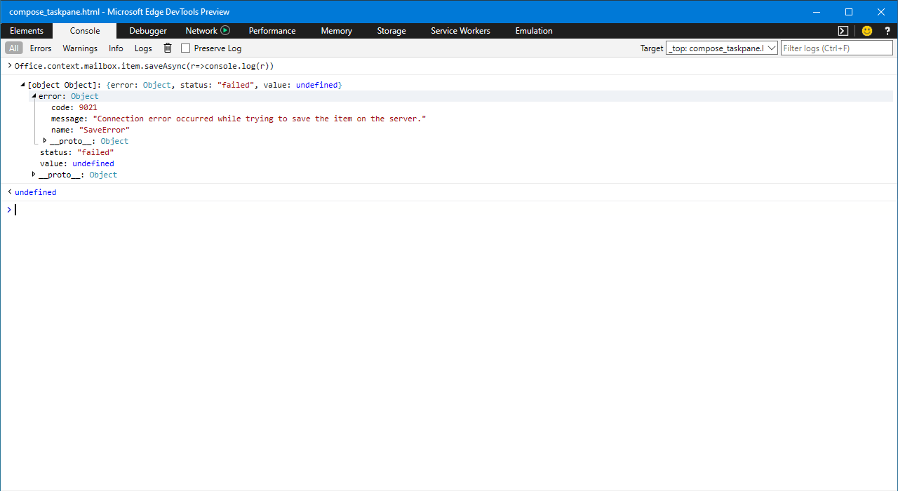 Unable to save draft from context of pinned taskpane after switching to a different draft ...