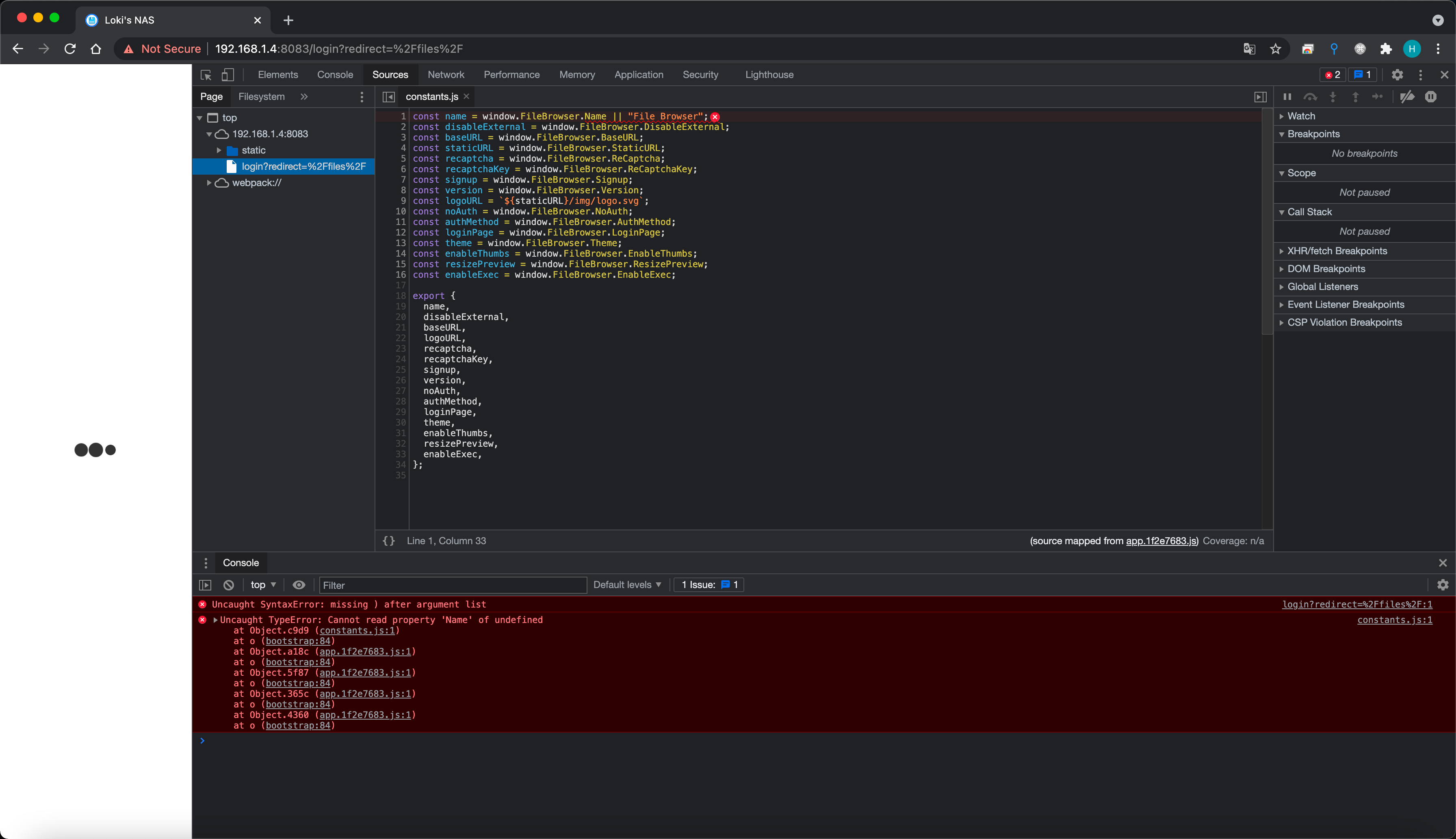 Can't load Webpage · Issue #1501 · filebrowser/filebrowser · GitHub