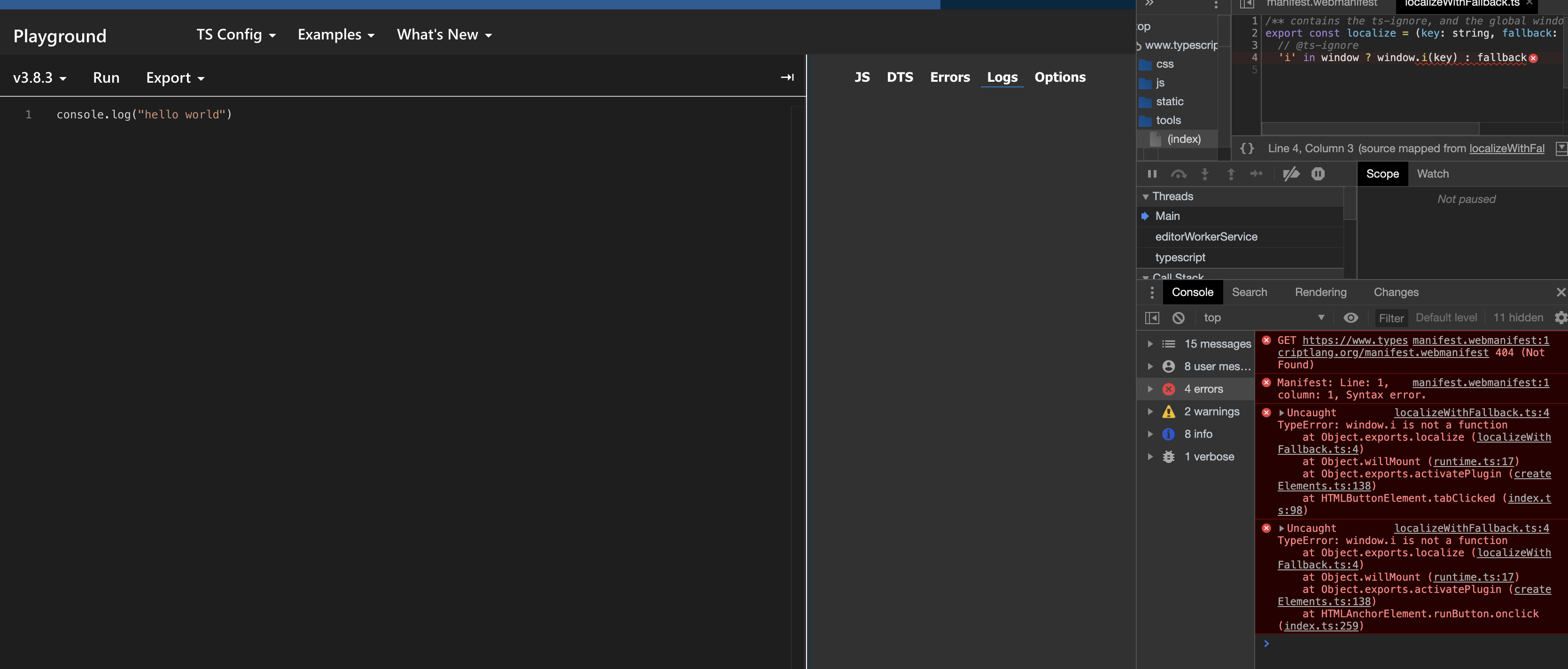Playground doesn't work · Issue #411 · microsoft/TypeScript-Website · GitHub