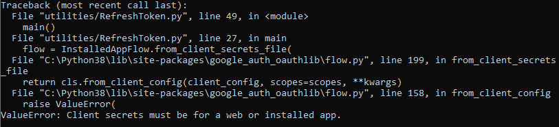 Service Account Credentials: token.pickle; ValueError || google.auth ...