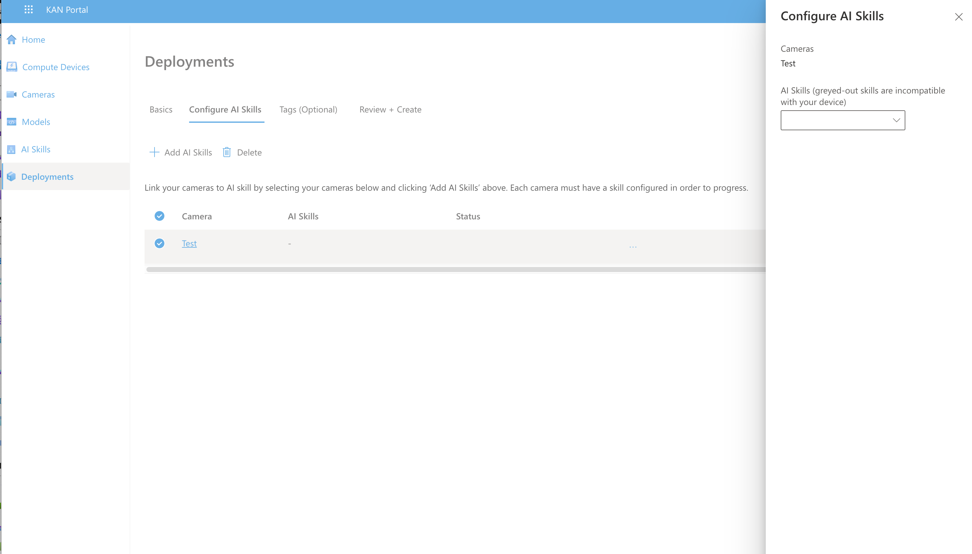 Unable to Link Camera to AI Skill - Dropdown is empty · Issue #249 · Azure/KAN · GitHub