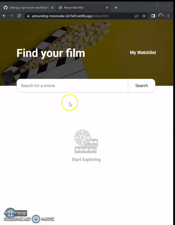 GitHub - Jvpjava/js-api-movie-watchlist: Uses OMDB API. Search movies and add them to your ...
