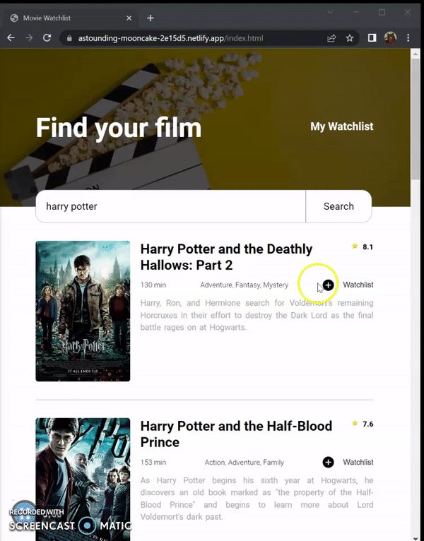 GitHub - Jvpjava/js-api-movie-watchlist: Uses OMDB API. Search movies ...