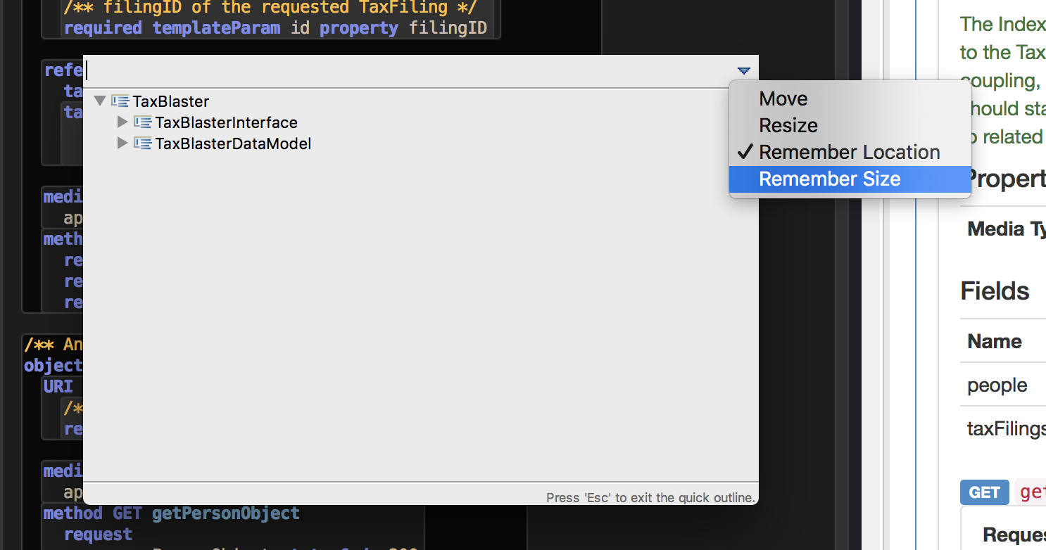 Quick outline view: sticky size and position · Issue #428 · RepreZen/KaiZen-OpenAPI-Editor · GitHub