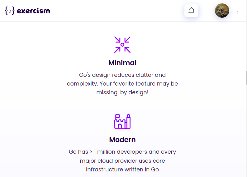 Text on "About Go" page cut off · Issue #6216 · exercism/exercism · GitHub