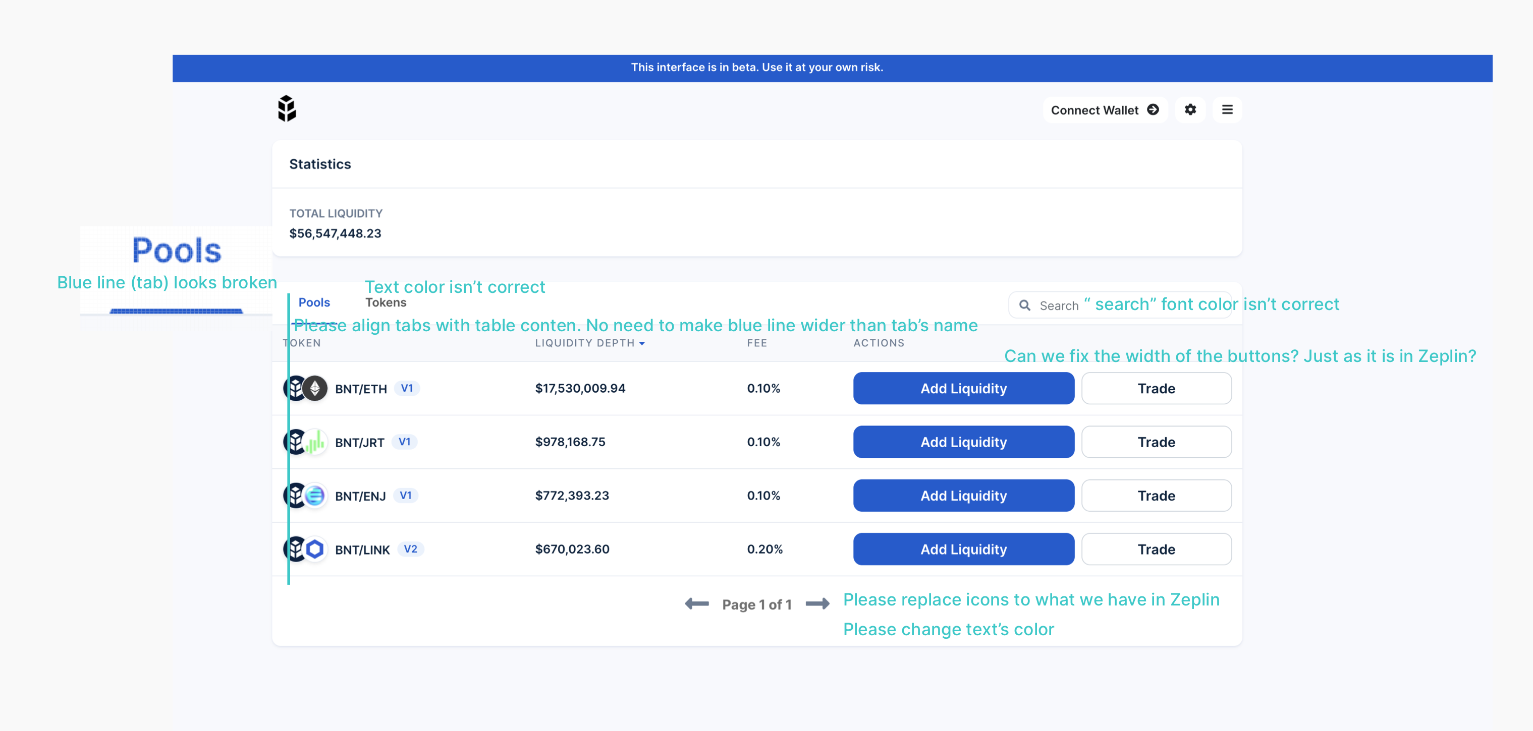 UI - Data - Tokens/Pools Table · Issue #91 · bancorprotocol/webapp · GitHub