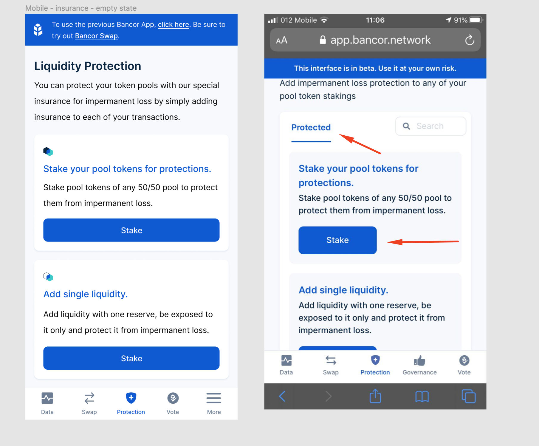 Menu & Protection screens UI improvements · Issue #253 · bancorprotocol/webapp · GitHub