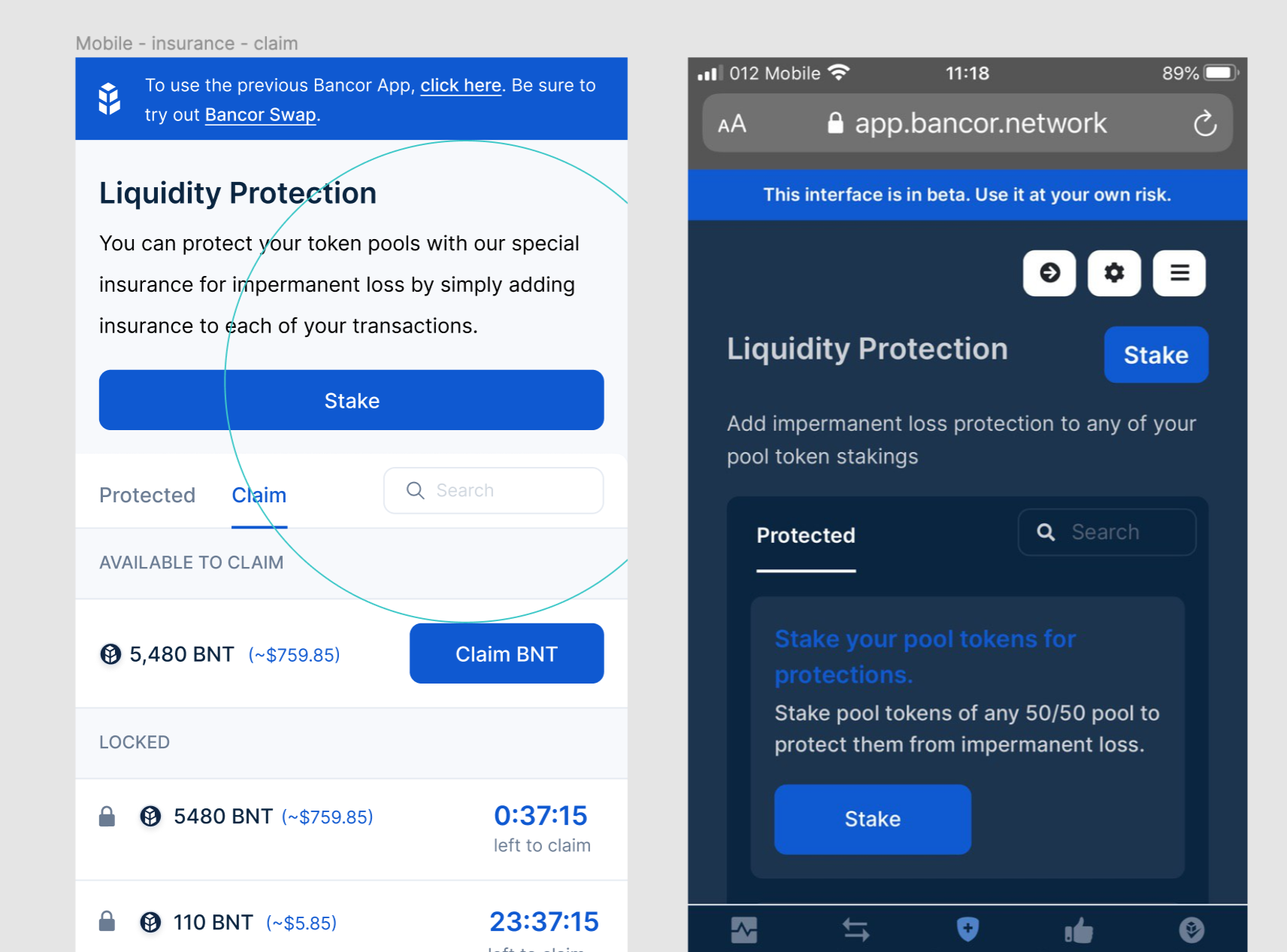 Menu & Protection screens UI improvements · Issue #253 · bancorprotocol/webapp · GitHub