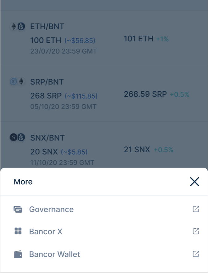 Menu & Protection screens UI improvements · Issue #253 · bancorprotocol/webapp · GitHub