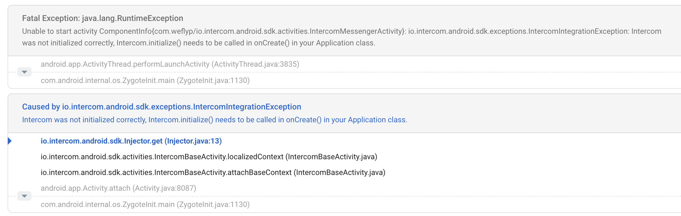 [Android]: Runtime exception - Intercom was not initialized correctly · Issue #120 · v3rm0n ...