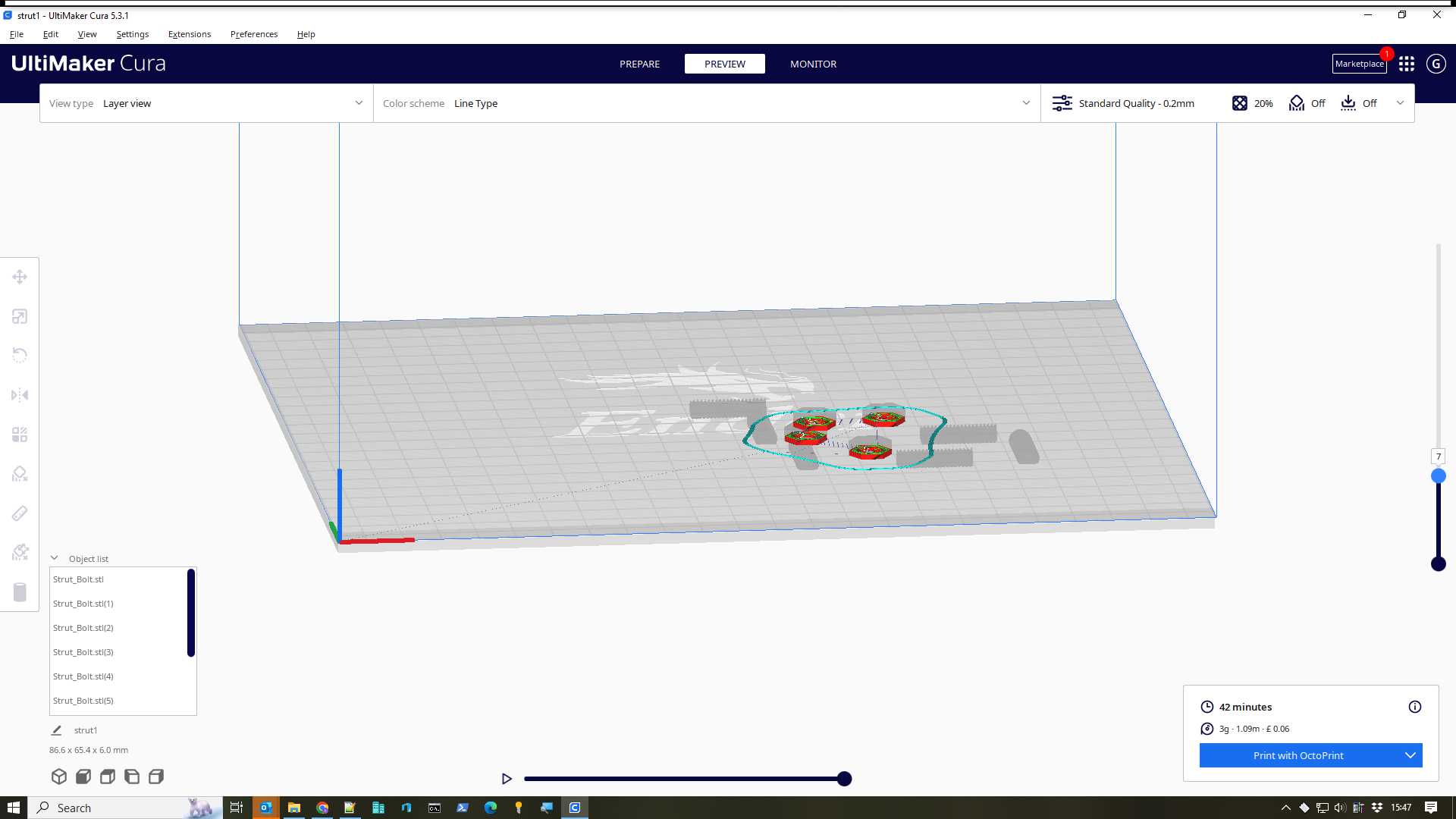 (5.3.1) Multiple model project draws skirt around a subset of models and only starts printing ...
