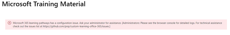 Configuration error - LP are not working for users · Issue #461 · pnp/custom-learning-office-365 ...