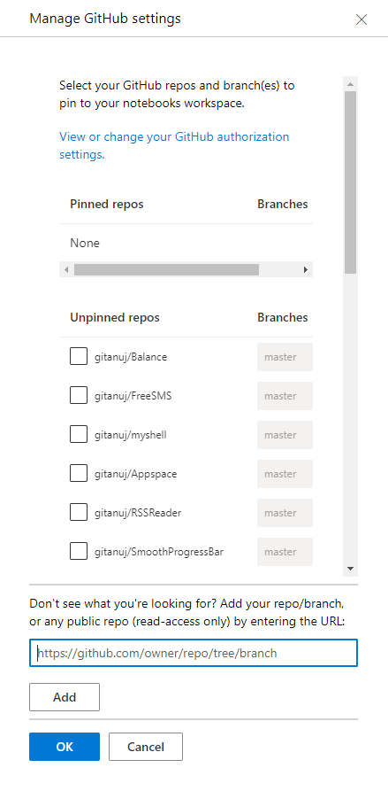 View or change your GitHub authorization settings link in Manage GitHub Settings panel doesn't ...