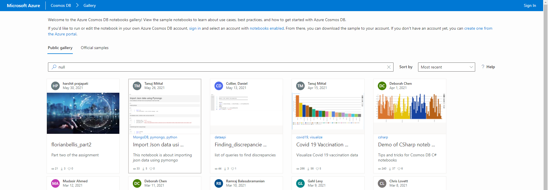 Standalone notebooks gallery shows "null" in search box · Issue #869 · Azure/cosmos-explorer ...