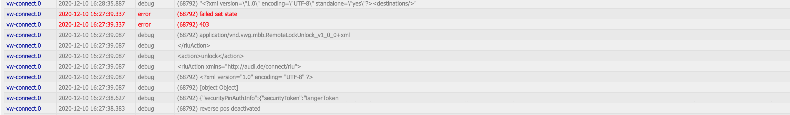 VW Passat Lock/Unlock Error (68023) 403 failed set state · Issue #28 ...