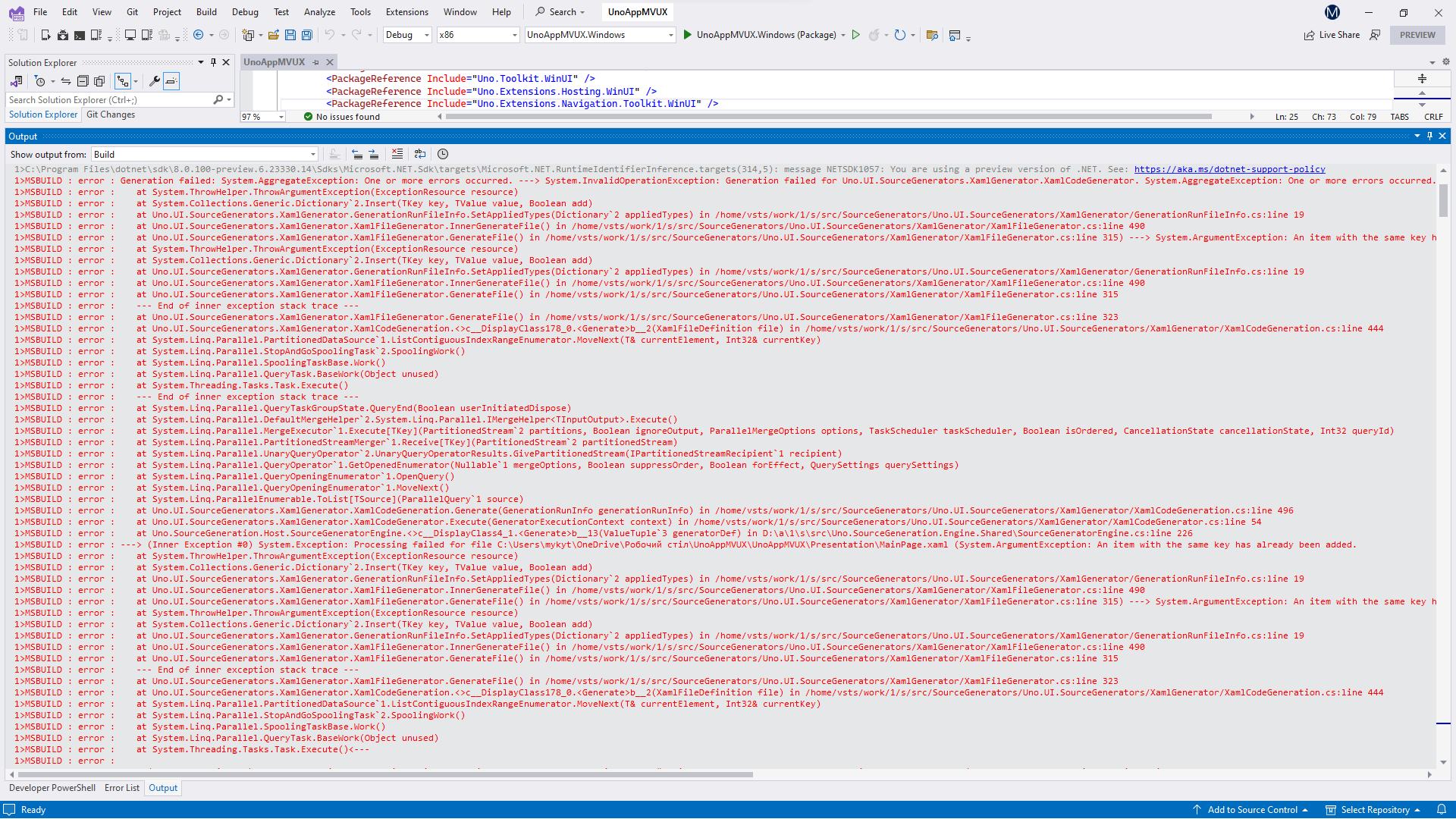 There was no runtime pack for Microsoft.WindowsDesktop.App available for the specified ...