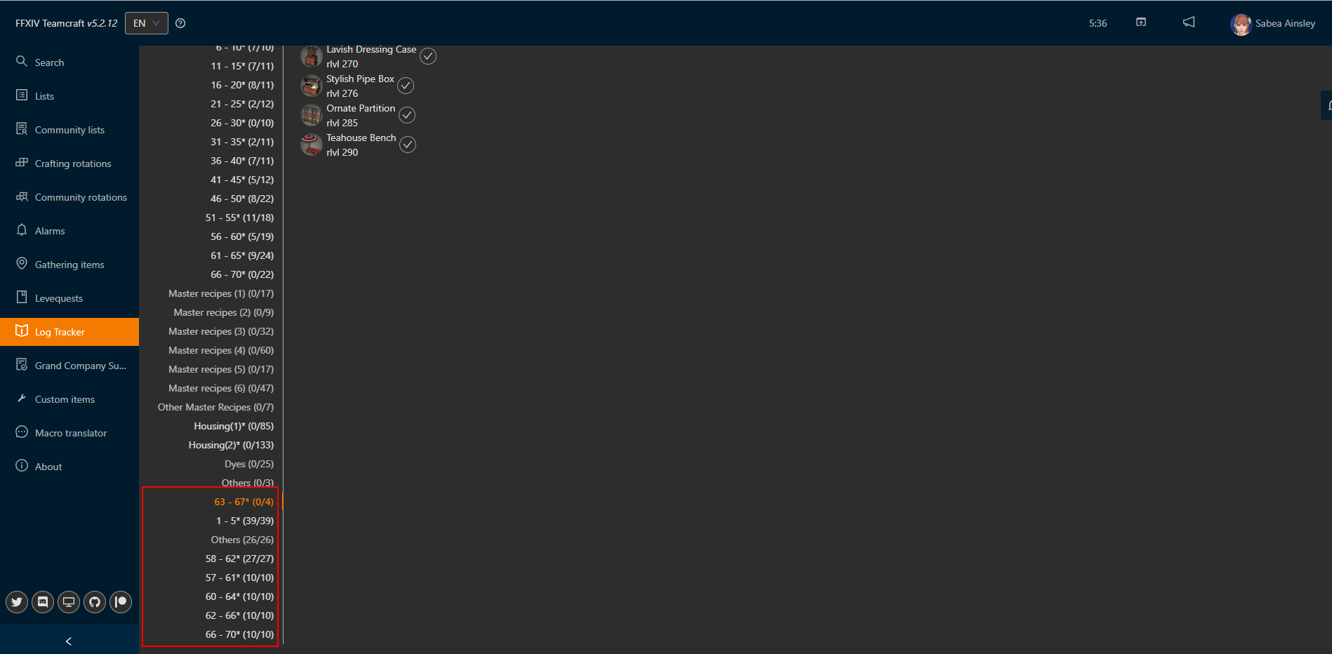 bug: beast tribe, custom delivery and craft quest items sections in log tracker are marked as ...