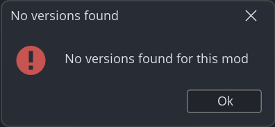 "No versions found for this mod" when installing a Resource Pack from ...