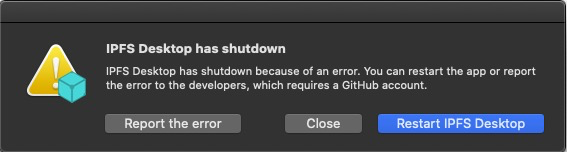 Gui Error Report Syntaxerror Unexpected End Of Json Input · Issue 2025 · Ipfsipfs Desktop