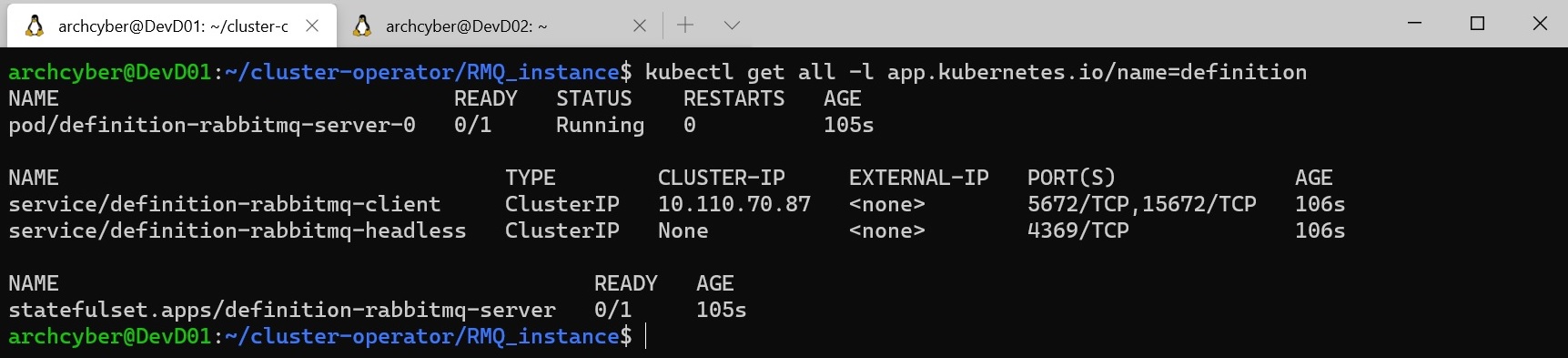 Using Rabbitmq Cluster Kubernetes Operator Step By Step But Failed To