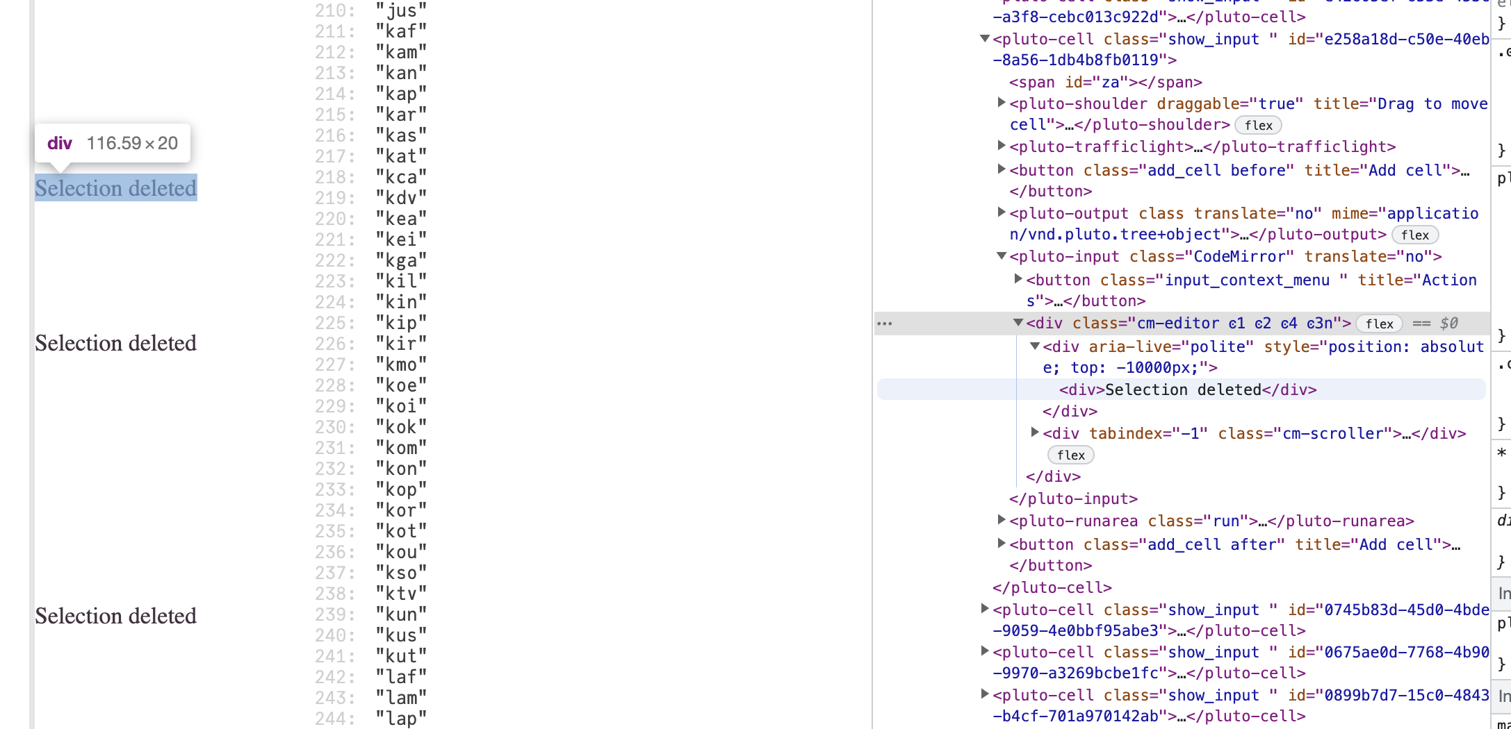 "Selection deleted" text appears on very long notebooks · Issue #2397 · fonsp/Pluto.jl · GitHub